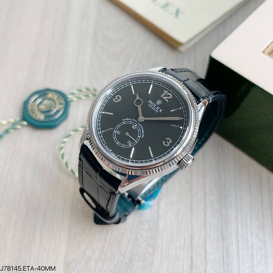 SUPER CLONE MÁQUINA ETA - ROLEX 1908 PRATA BRANCO 39MM